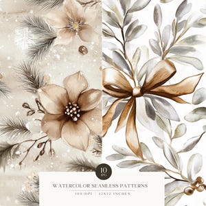 Cozy Winter Gingerbread Rustic Seamless Patterns, Neutral Christmas JPG ...