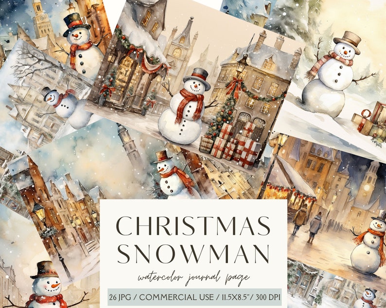 Christmas Snowman Junk Journal Kit Winter Journal Digital Paper for ...
