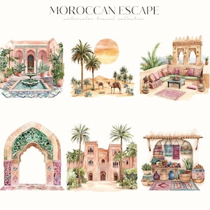 Watercolor Moroccan Clipart, Middle East Clip Art, Summer Clipart ...