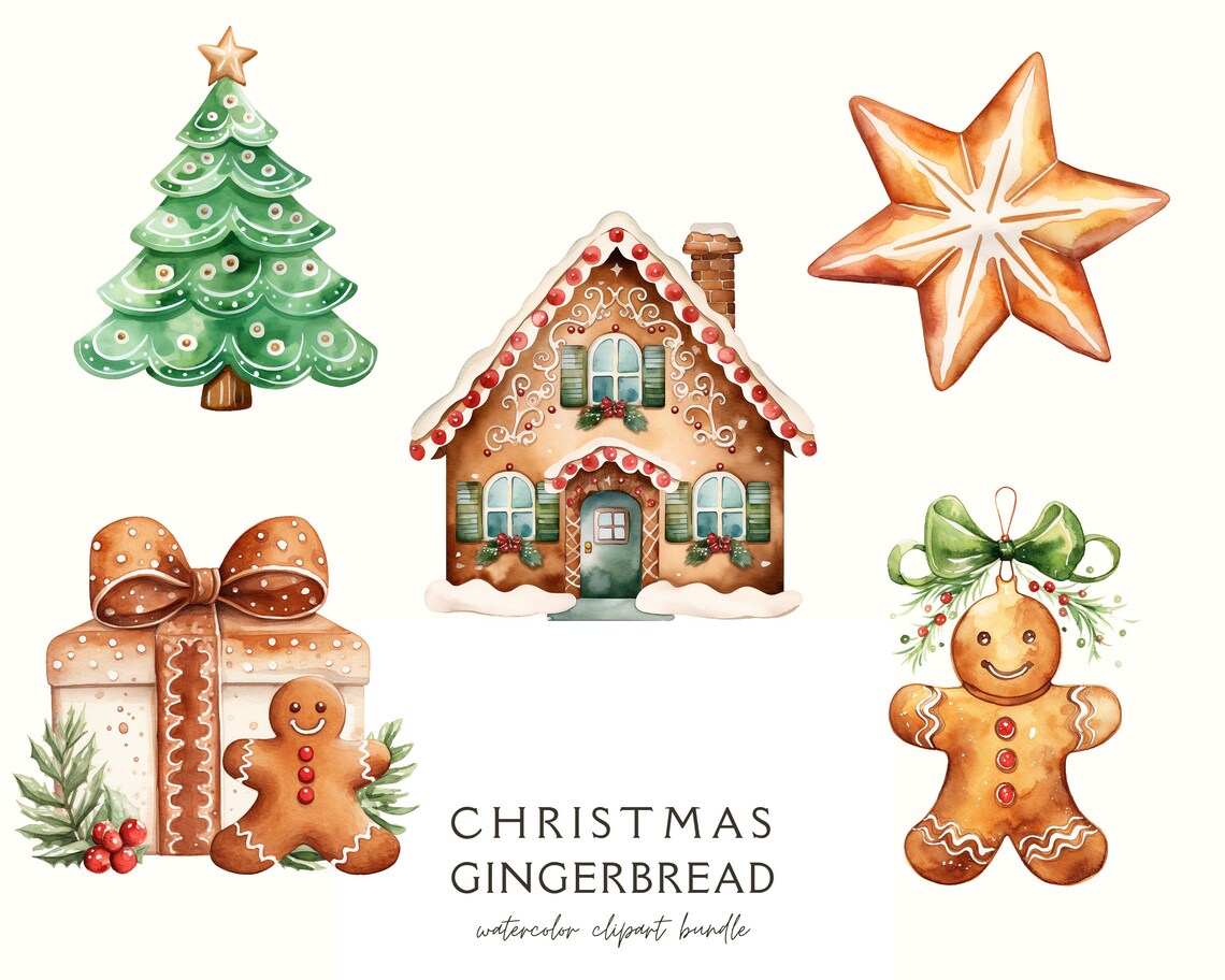 Cute Christmas Gingerbread Clipart, Gingerbread House, Winter Clipart ...