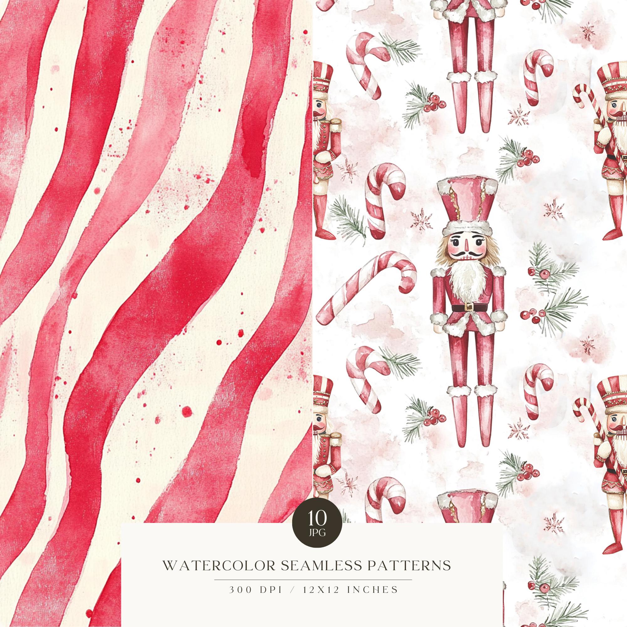 Cozy Winter Seamless Patterns, Candy Cane Pattern, Neutral Christmas ...