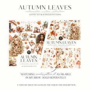 Cozy Autumn Clipart, Watercolor Fall Leaves Graphics PNG, Foliage, Cozy ...