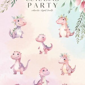 Watercolor Cute Dino Clipart Bundle, Cute Dinosaur Nursery, Cute Kids ...