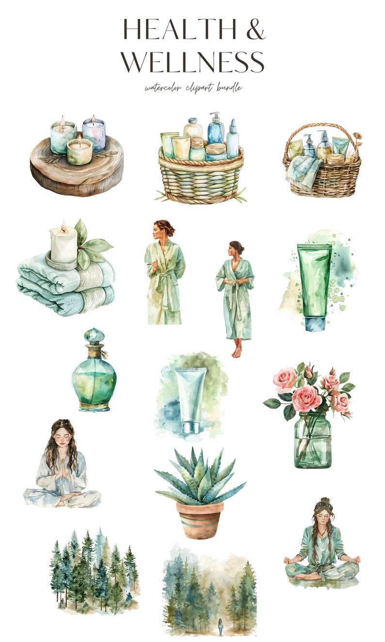 Watercolor Self Care Clipart, Relaxation PNG, Me Time, Self Love ...