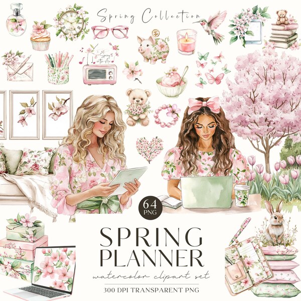Planner Girl Clipart - Etsy