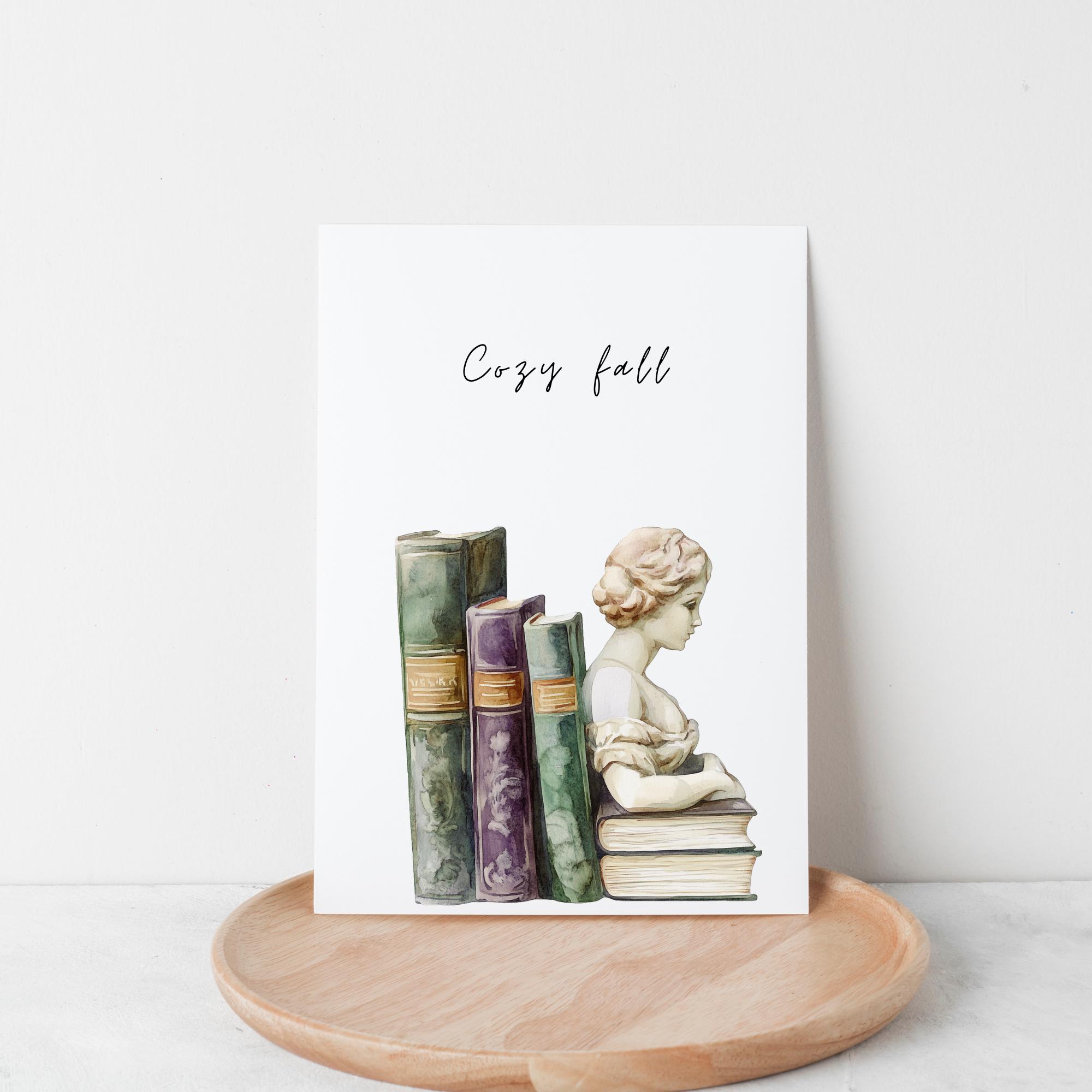 Cozy Fall Reading Clipart, Watercolor Autumn Book Lover, Fall PNG ...