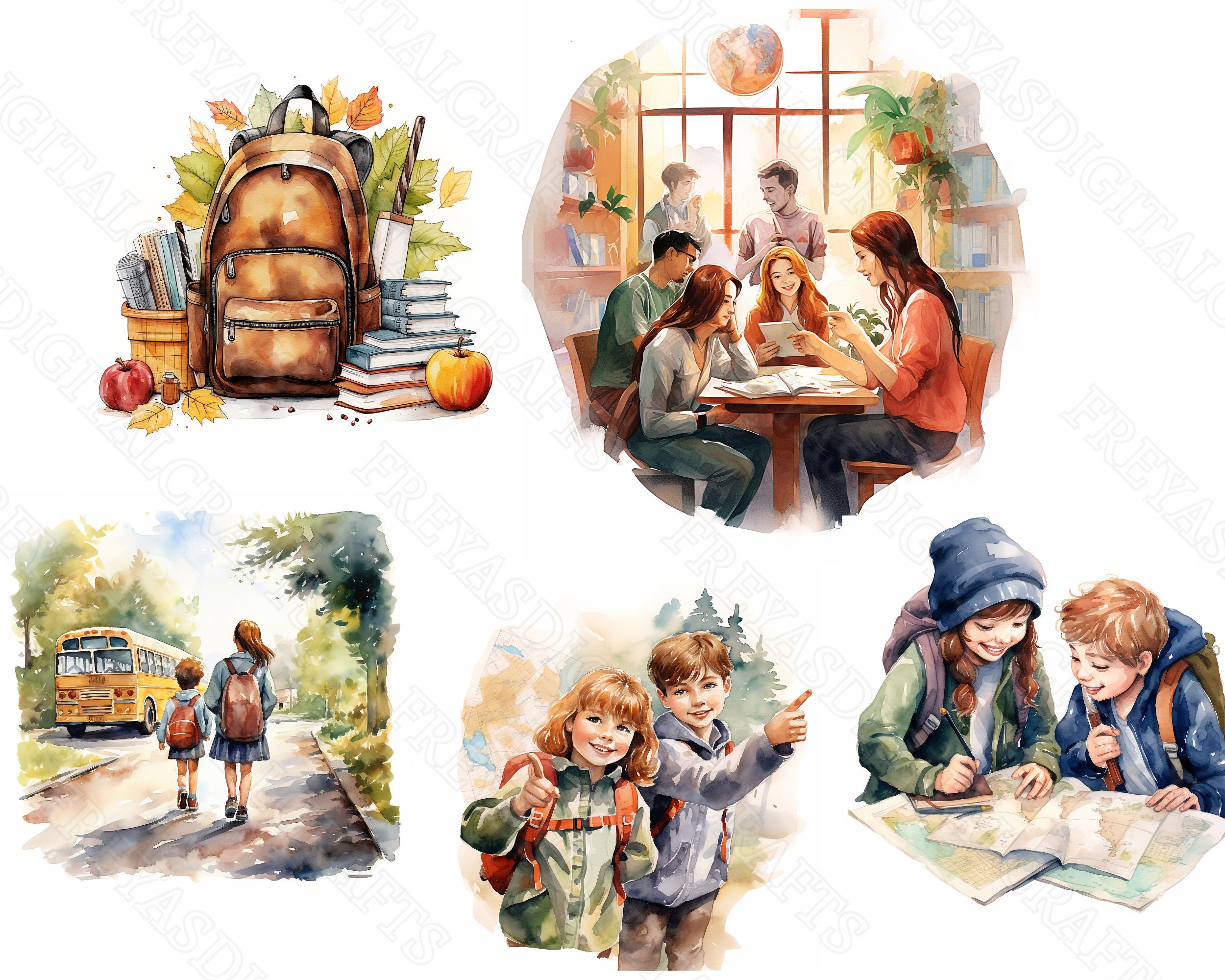 50 Back to School Clipart Images Printable 300 Dpi Jpgs - Etsy