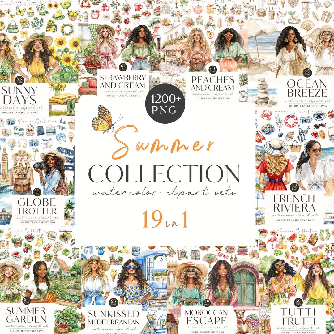 Summer Clipart, Large Summer Clipart Bundle, XX Bundle, Mega Summer ...