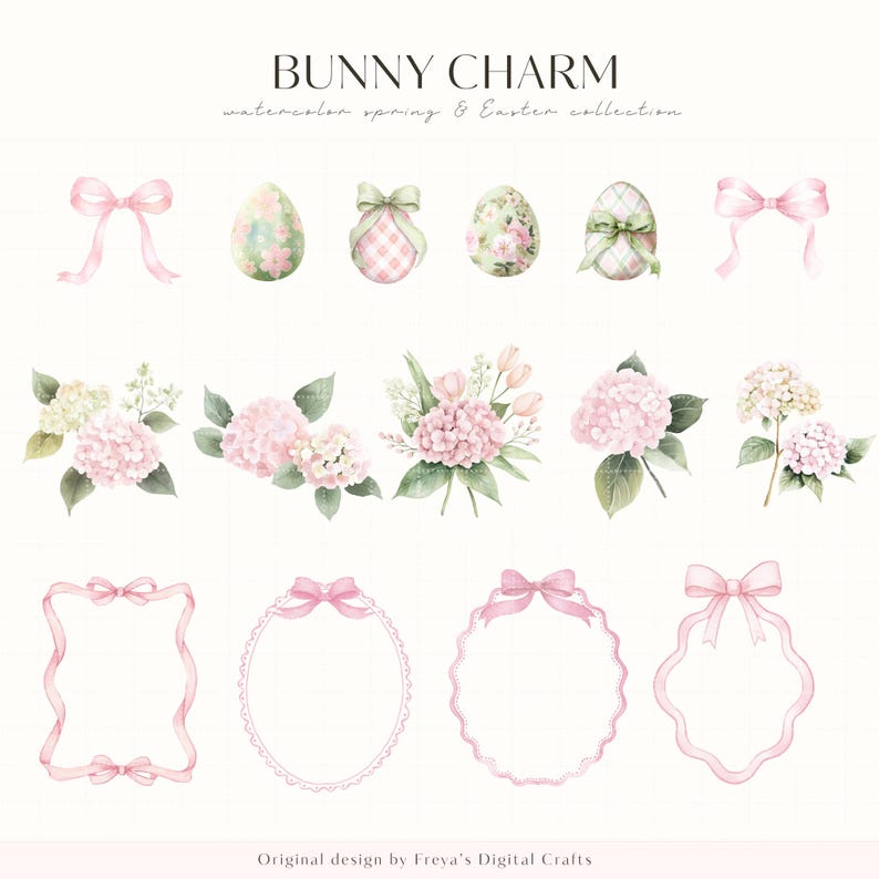 Watercolor Bunny Clipart, Cute Easter Rabbits PNG, Springclipart, Pink ...