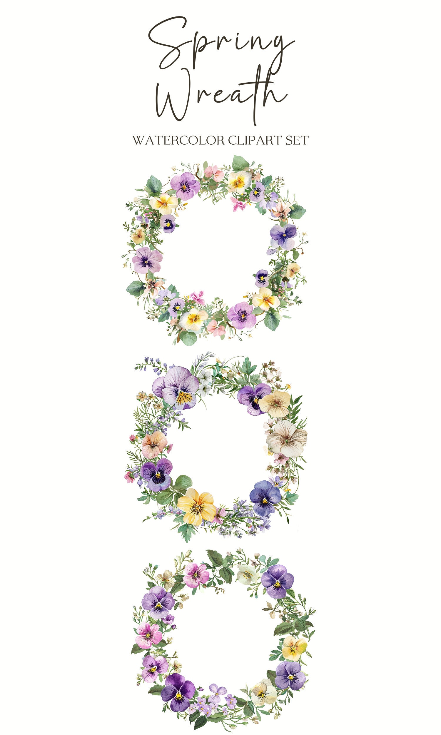 Floral Wreath Clipart-spring Wreath Png-watercolor Floral Clipart ...