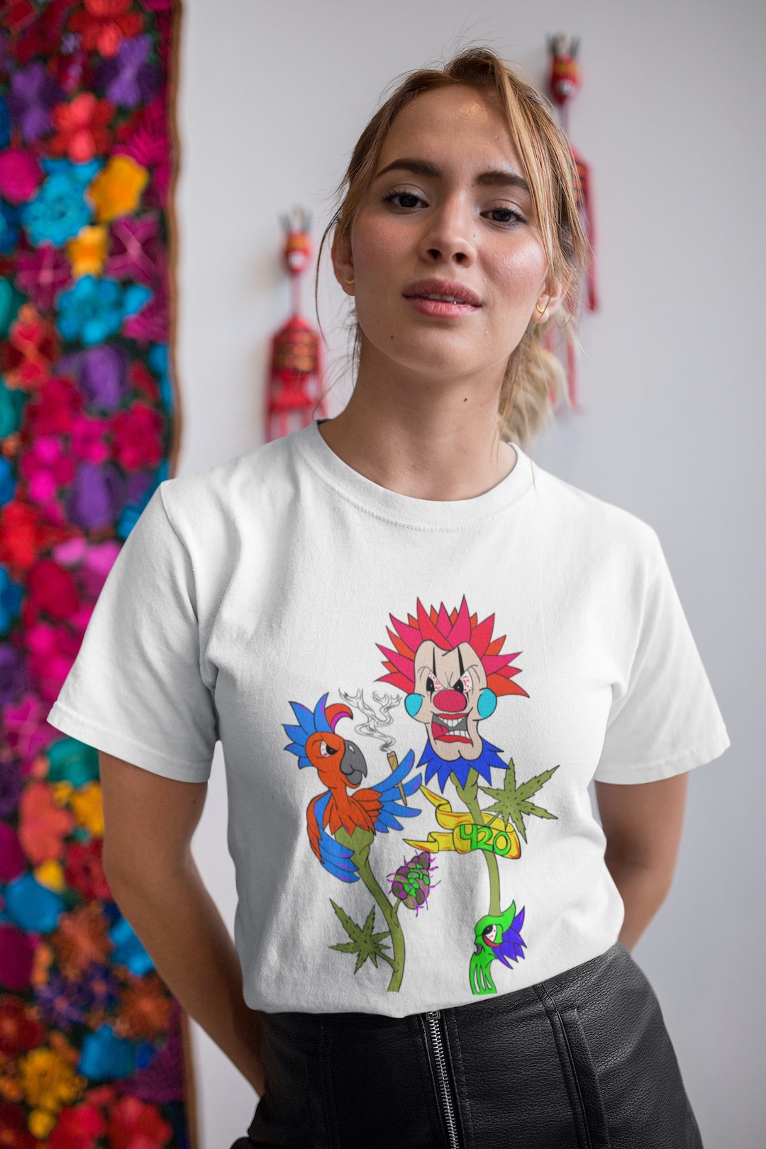 Parrot Smoking, and Clown Cannabis Tee,weed Gift, Marijuana T-shirt ...