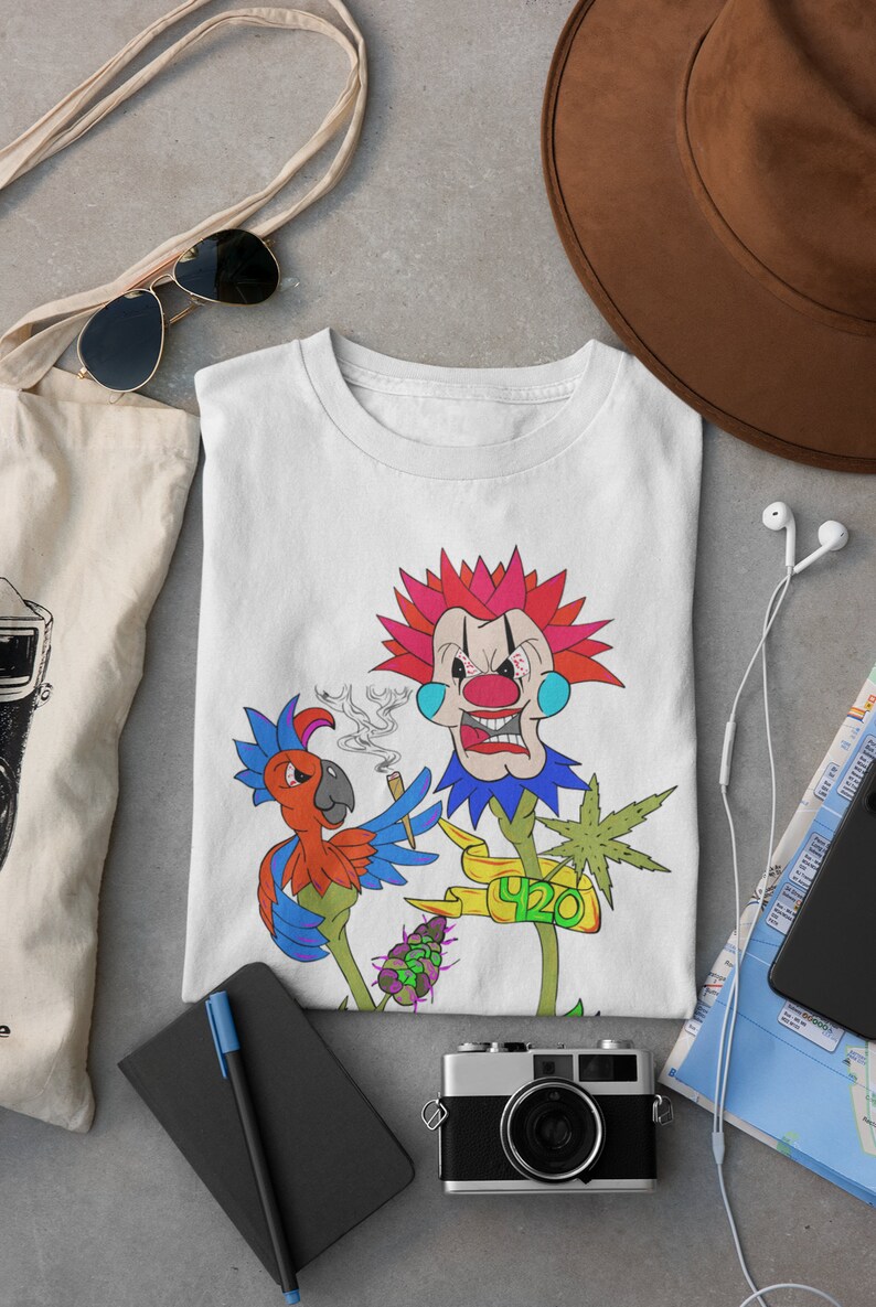 Parrot Smoking, and Clown Cannabis Tee,weed Gift, Marijuana T-shirt, Funny Gift, Stoner,buds,80s ...
