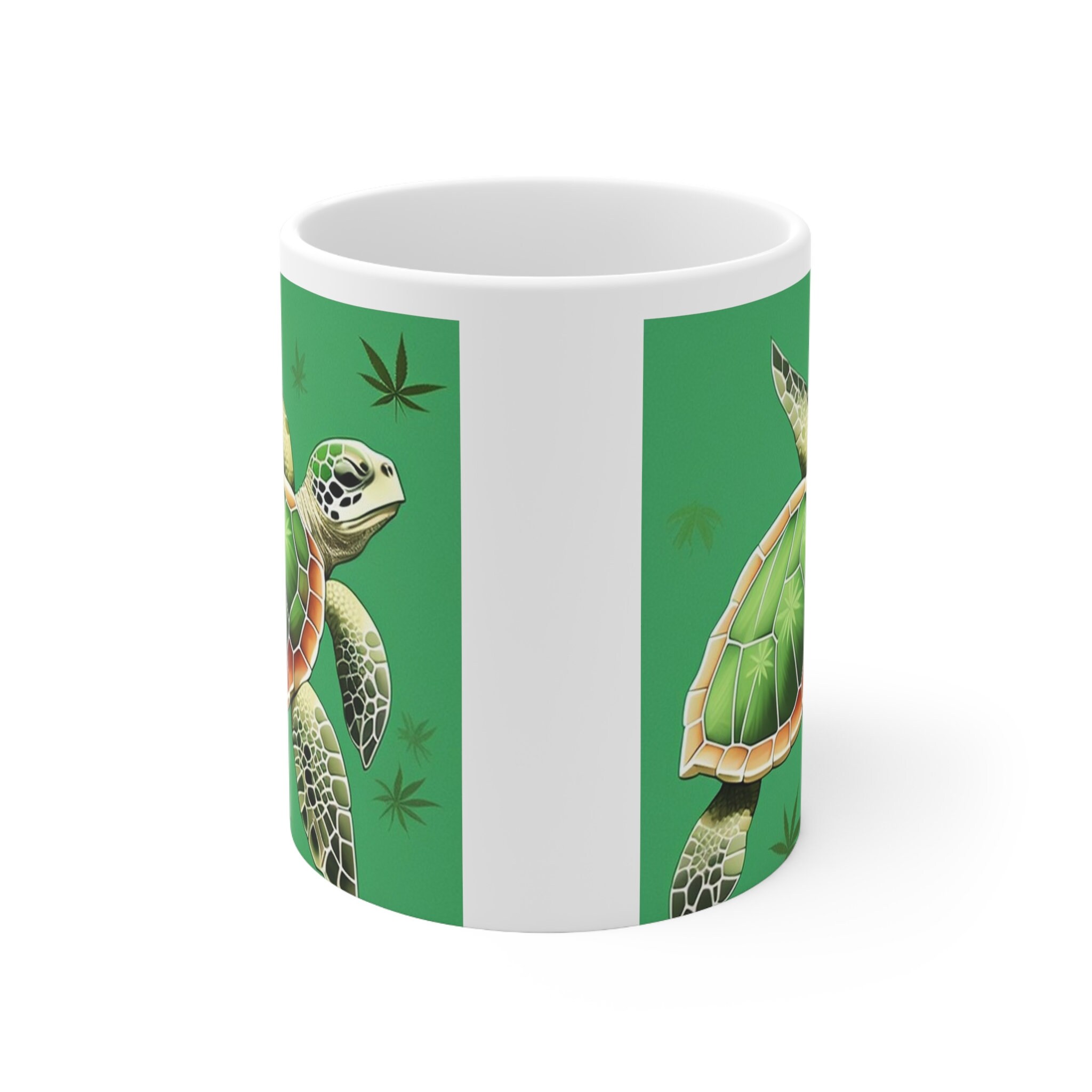 Sea Turtle Marijuana Leaf Mug,sea Turtle Cup, Cannabis Gift, Ocean, - Etsy