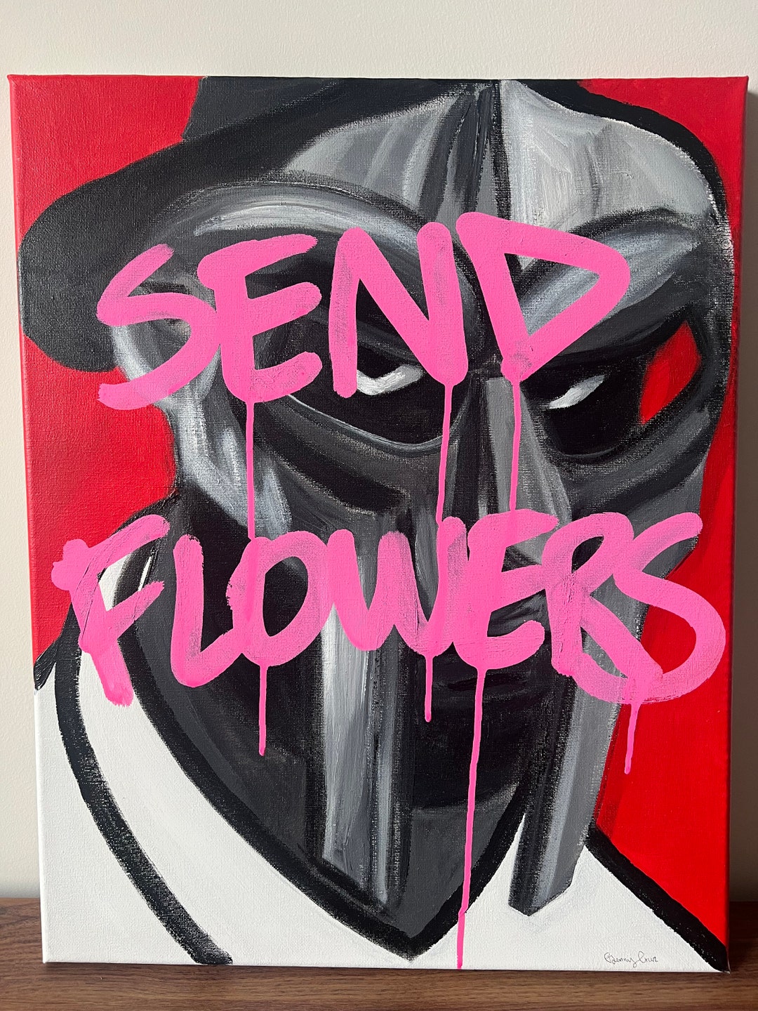 Benny Cruz - Because Flowers X MF Doom Acrlyic Painting on Canvas - Etsy