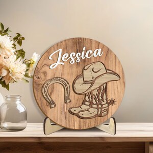 Personalized Cowboy Wooden Plaque, Custom Name Wooden Sign, Western ...