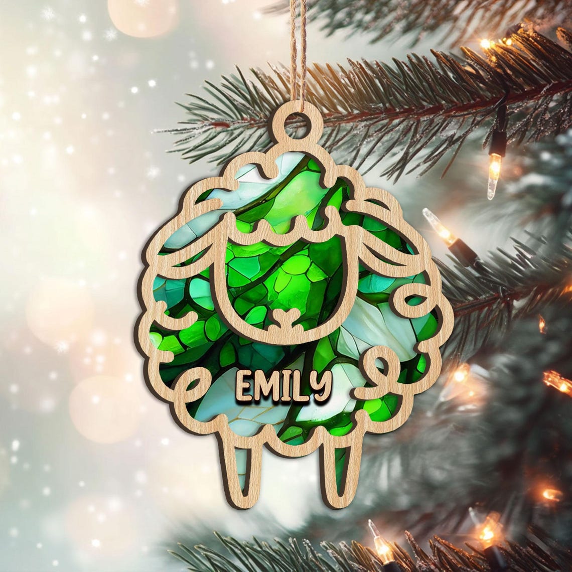 Personalized Sheep Layered Wood Ornament, Custom Sheep Christmas Tree ...