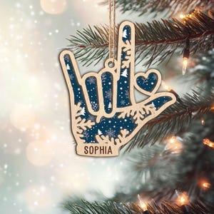 Personalized Sign Language Layered Wood Ornament, Custom ASL I Love You ...