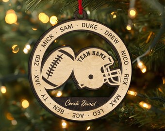 Personalized Football Layered Wood Ornament, Custom Football Christmas ...