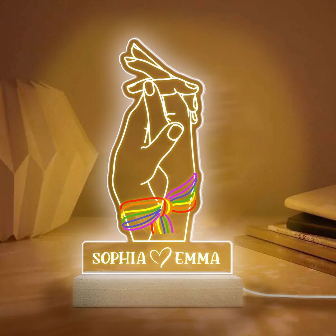 Personalized LGBT Night Light, Custom Names Acrylic Night Light ...