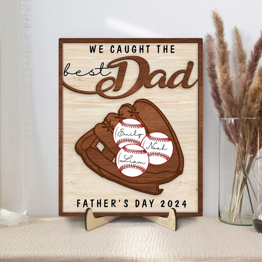 Personalized Baseball Dad Wooden Plaque, Custom Kid's Name Wooden Sign ...