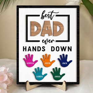 Personalized Dad Wooden Plaque, Custom Kid's Name Wooden Sign, Best Dad ...