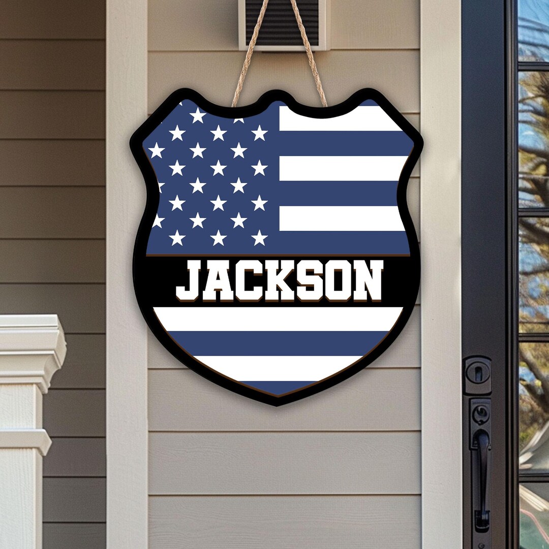 Personalized Police Door Sign, Custom Name Wooden Sign, Police Door ...
