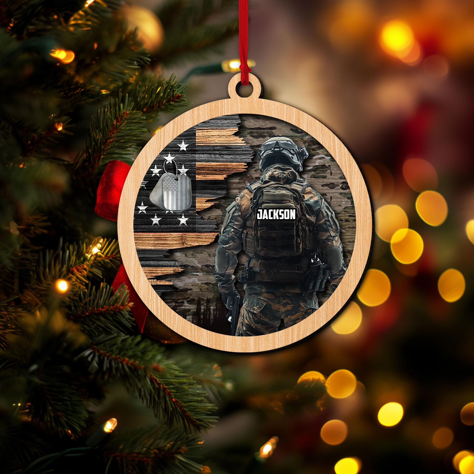 Personalized Soldier Layered Wood Ornament, Custom Military Christmas ...