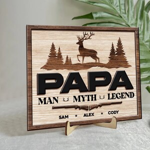 Personalized Dad Wooden Plaque, Custom Kid's Names Wooden Sign, Hunting ...