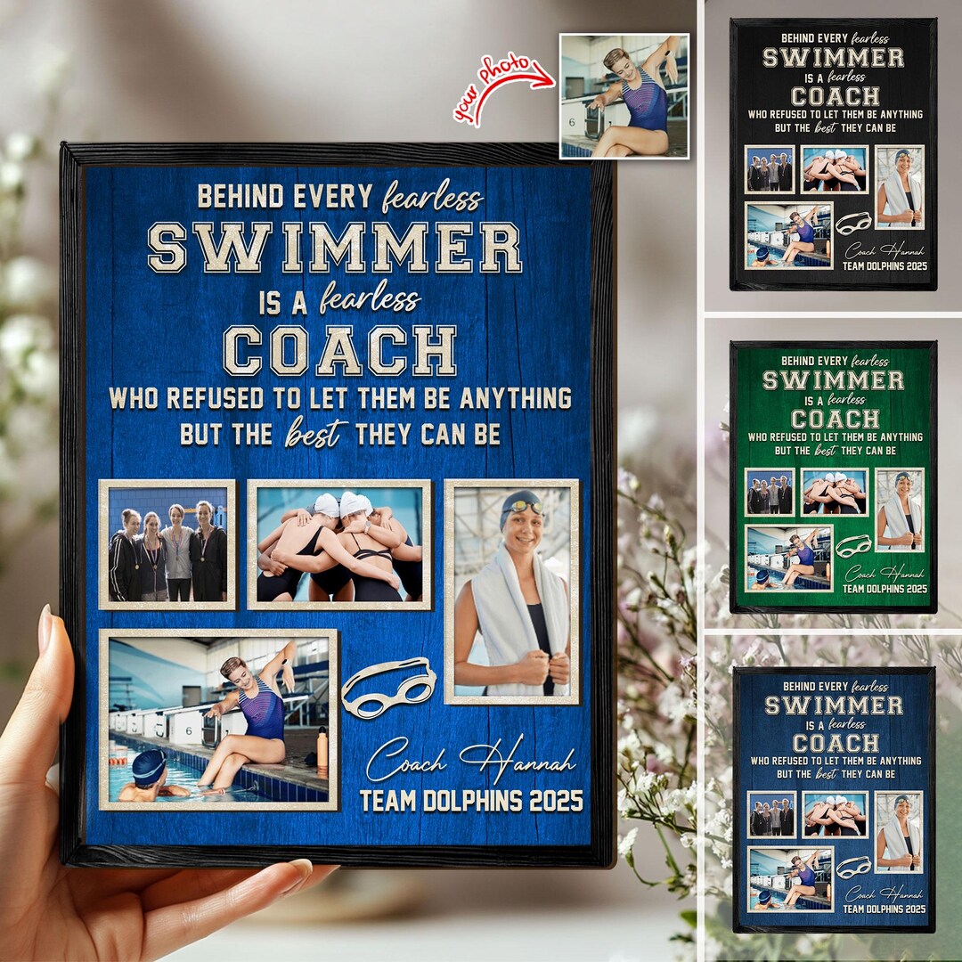 Personalized Swim Wooden Plaque, Custom Photo on Wood Sign, Swim Coach ...