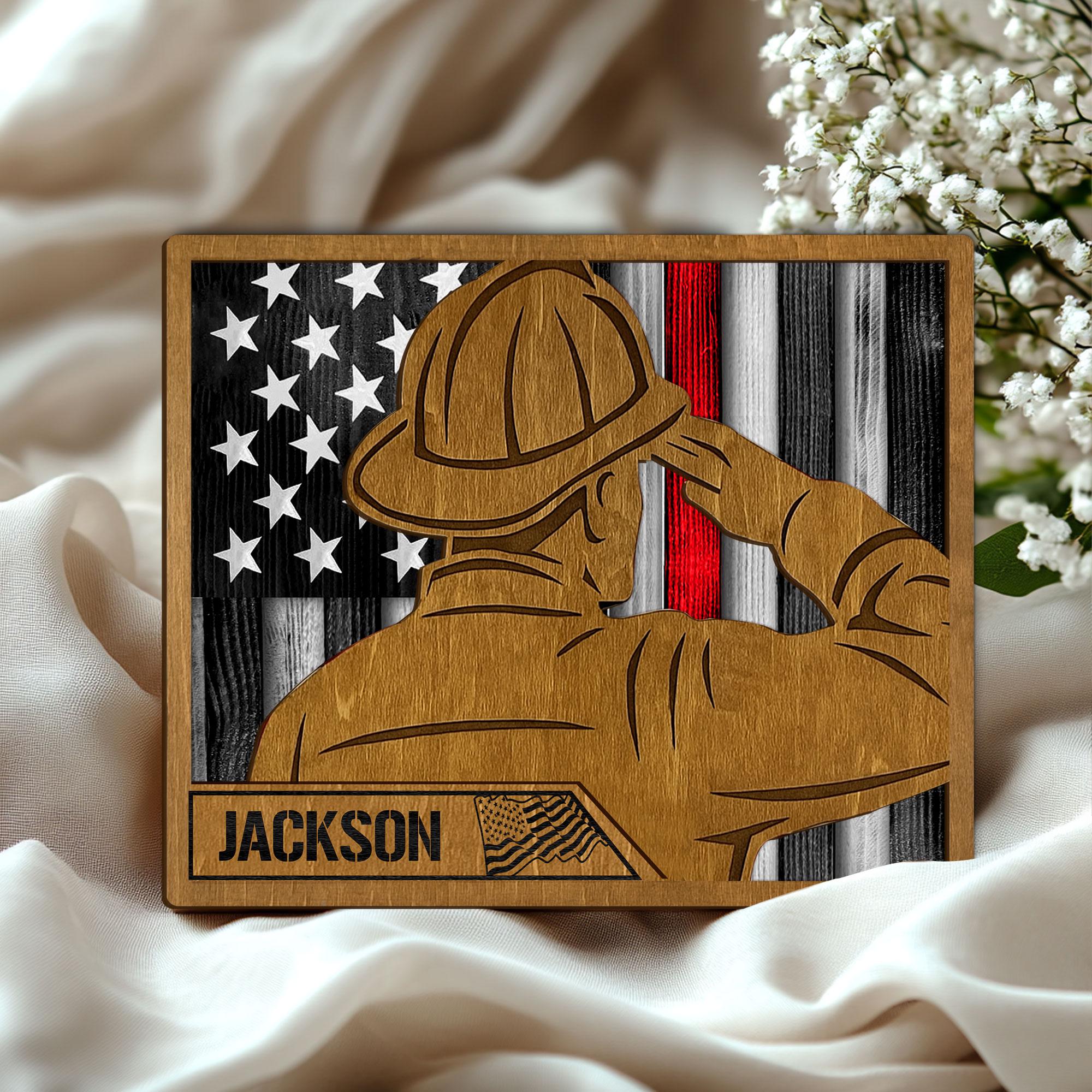 Personalized Firefighter Wooden Plaque, Custom Name Wooden Sign, Thin ...
