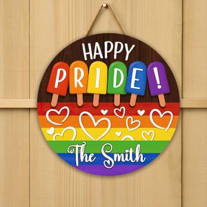 Personalized LGBT Wood Sign, LGBT Door Hanger, Happy Pride Sign ...
