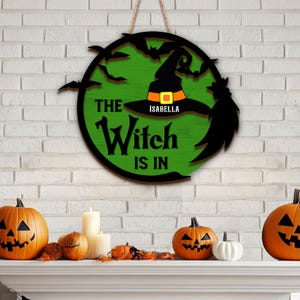 Personalized Witch Wood Sign, Custom Name Door Hanger, the Witch is in ...