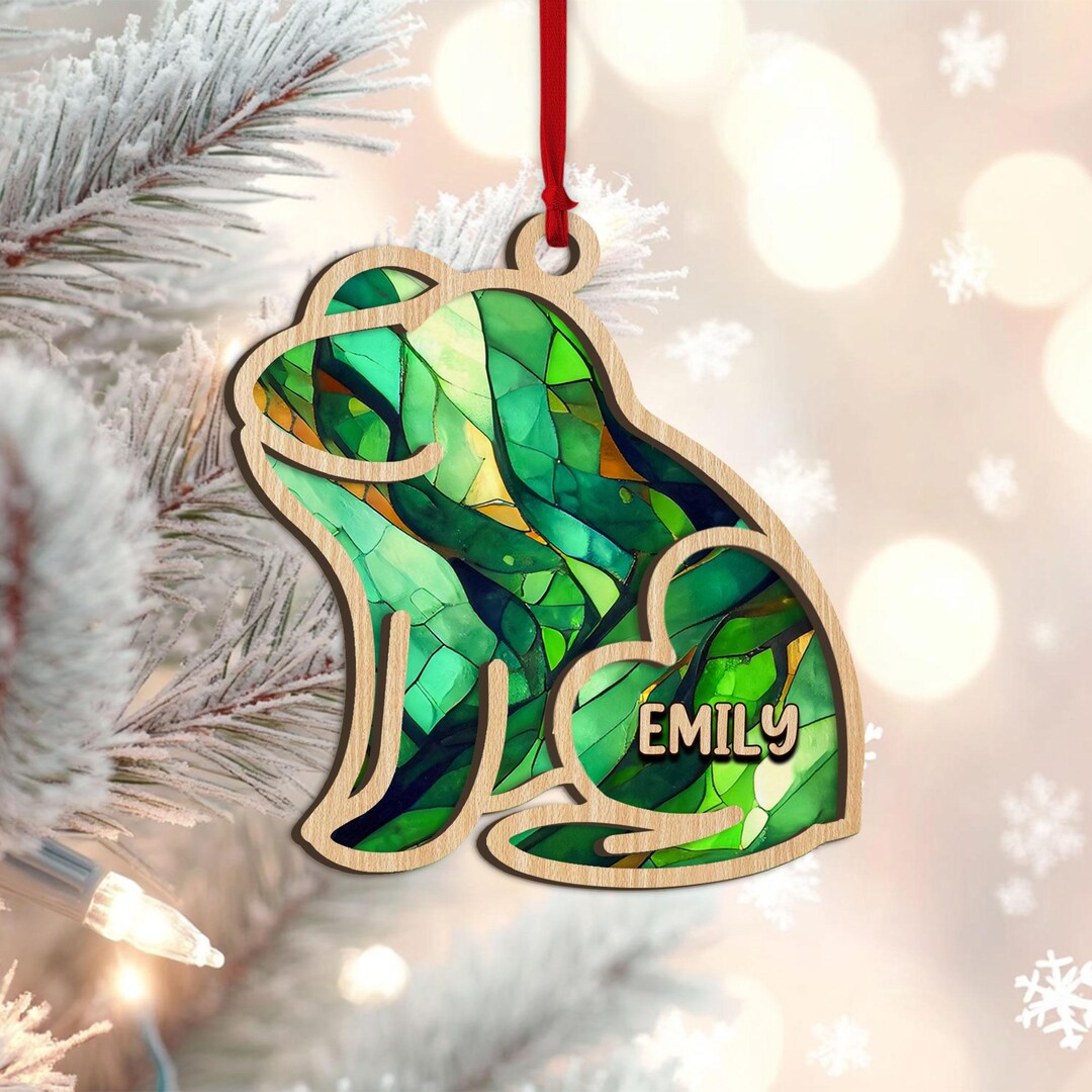 Personalized Frog Layered Wood Ornament, Custom Frog Christmas Tree ...