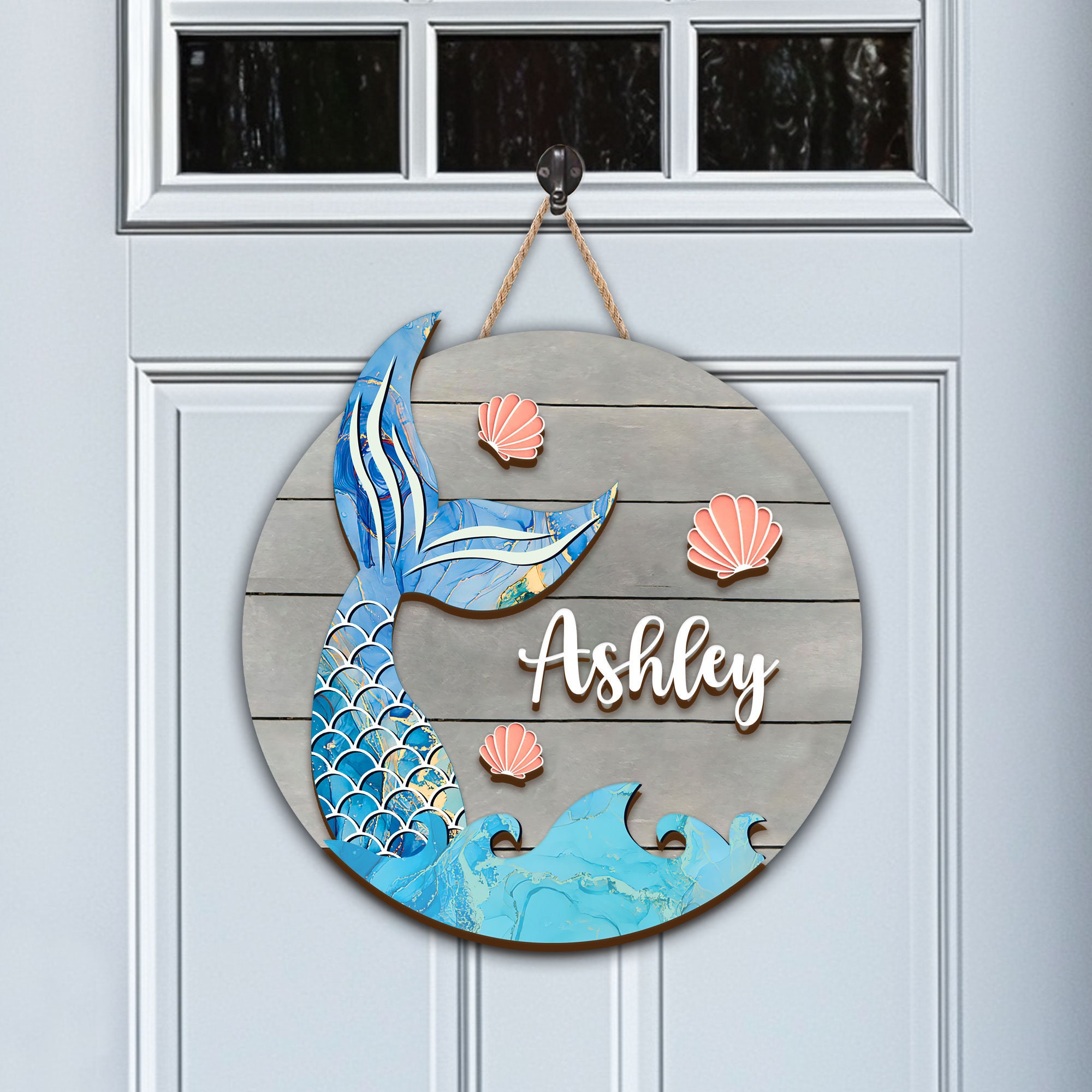 Personalized Mermaid Wooden Sign, Custom Name Wood Sign, Mermaid Tail ...
