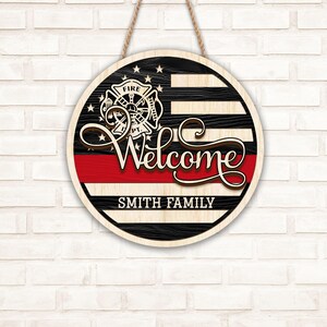 Personalized Firefighter Door Sign, Custom Firefighter Door Hanger ...