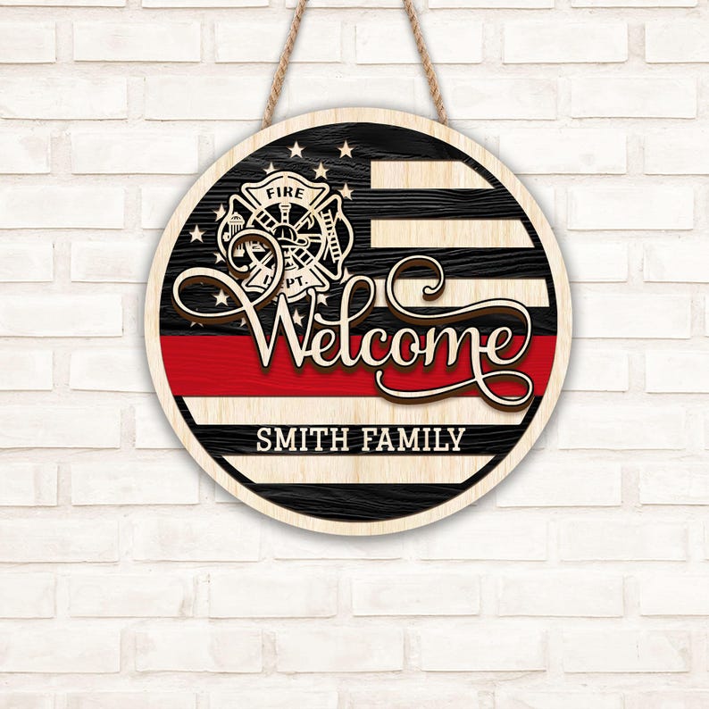 Personalized Firefighter Door Sign, Custom Firefighter Door Hanger ...
