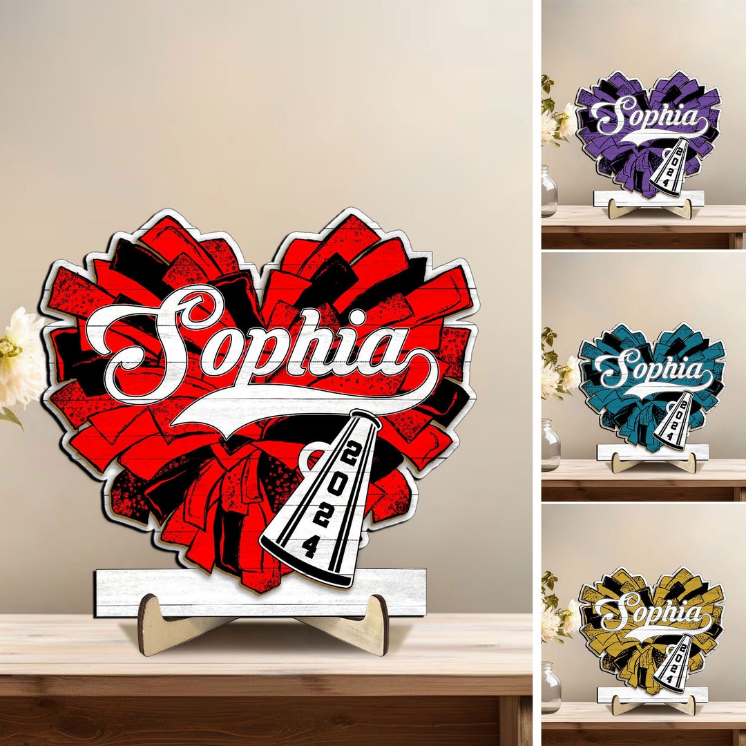 Personalized Cheerleading Wooden Plaque, Custom Name Wooden Sign, Cheer ...