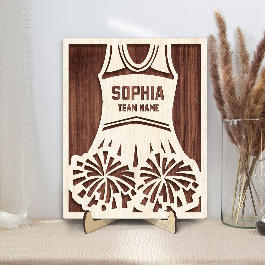 Personalized Cheerleading Wooden Plaque, Custom Name Wooden Sign, Cheer ...