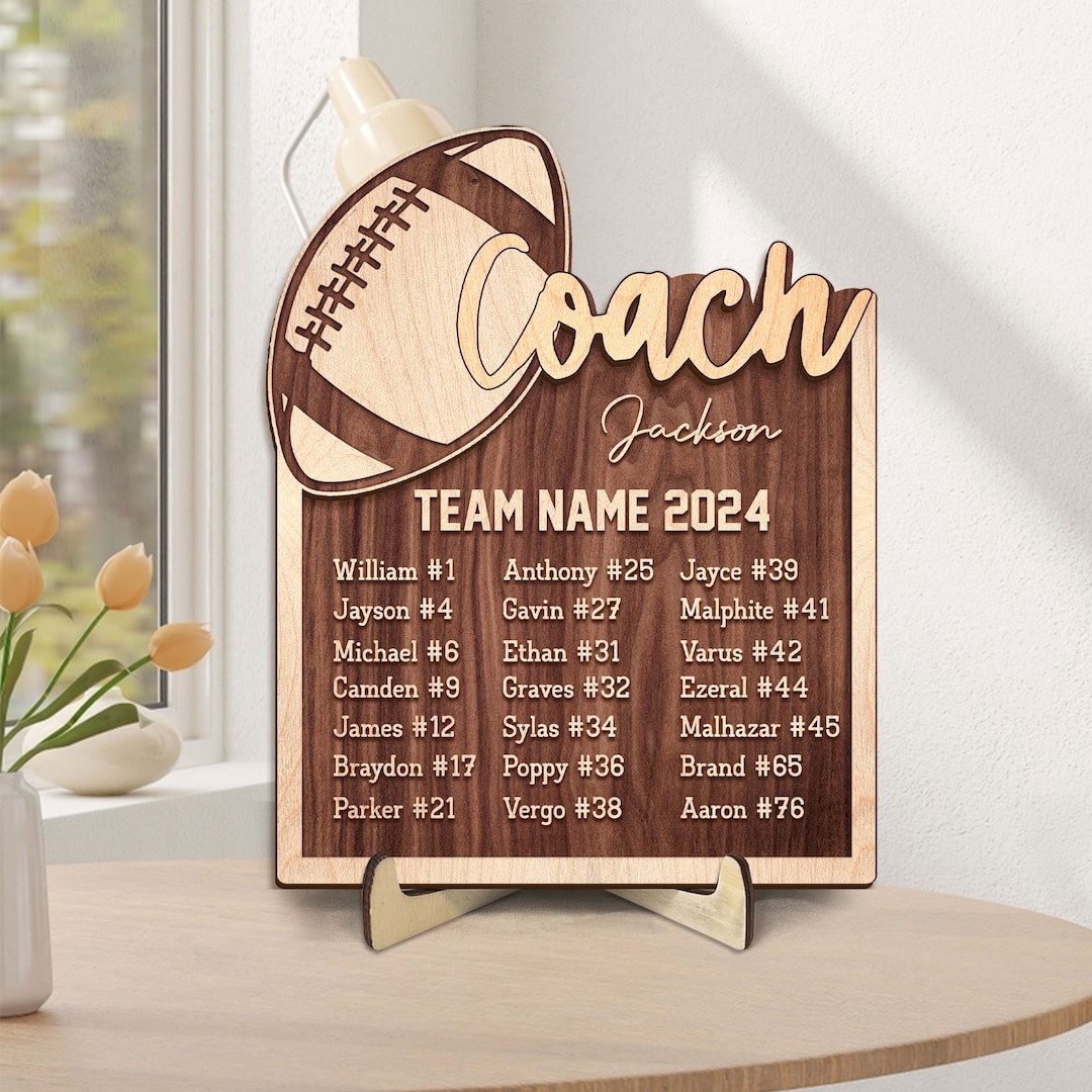 Personalized Football Wooden Plaque, Custom Name & Number Wooden Sign ...