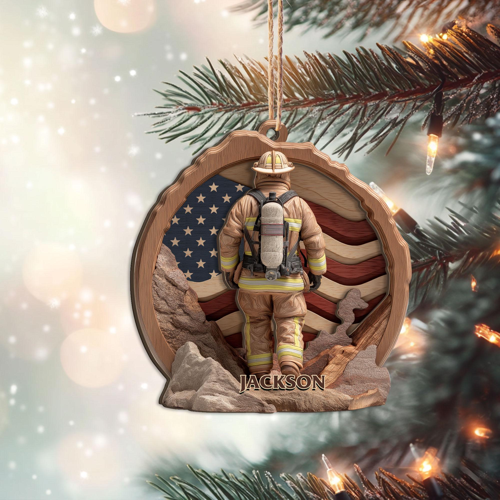 Personalized Firefighter Layered Wood Ornament, Custom Fireman ...