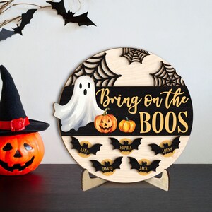 Personalized Halloween Boo Wooden Plaque, Custom Kid's Name Wooden Sign ...