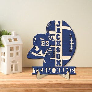 Personalized Football Wooden Plaque, Custom Name & Number Wooden Sign ...