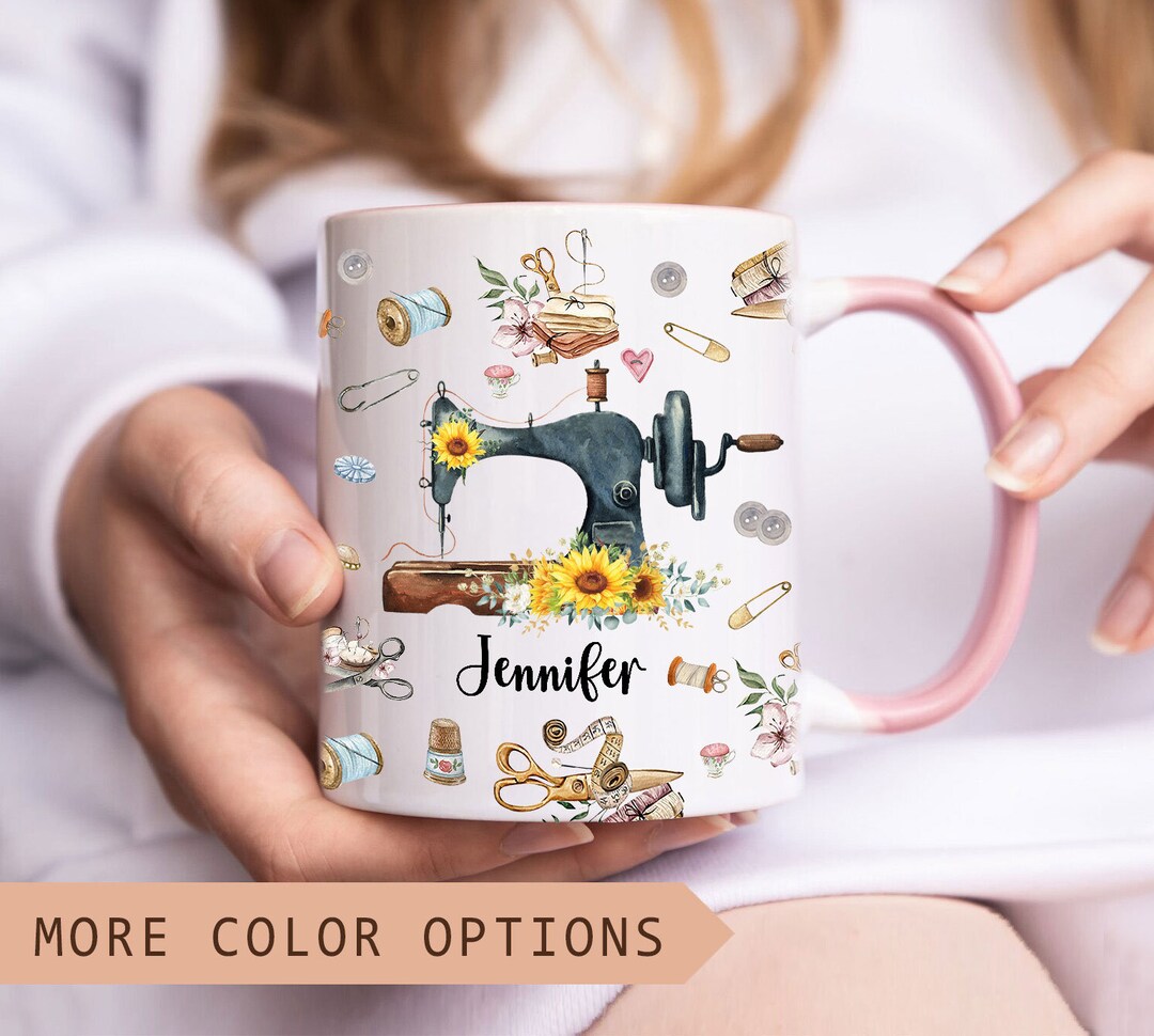 Personalized Sewing Mug, Custom Name Sewing Coffee Mug, Knitting Mug ...