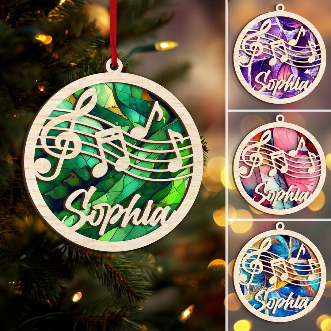 Personalized Music Layered Wood Ornament, Custom Musical Christmas Tree ...
