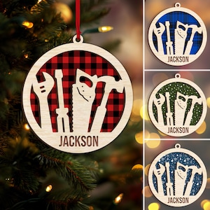 Personalized Mechanic Christmas Layered Wood Ornament, Custom Mechanic ...