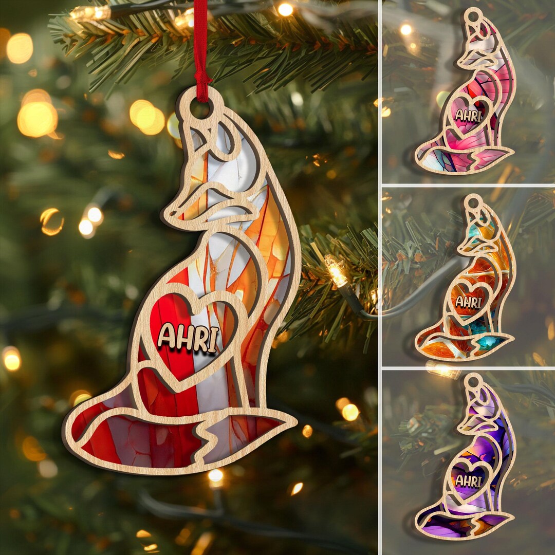Personalized Fox Layered Wood Ornament, Custom Fox Christmas Tree ...