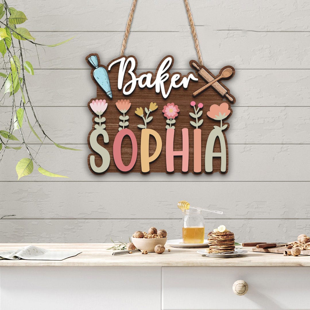 Personalized Baker Door Sign, Custom Baker Wooden Sign, Baker Door ...
