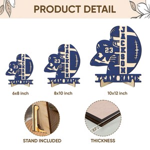 Personalized Football Wooden Plaque, Custom Name & Number Wooden Sign ...