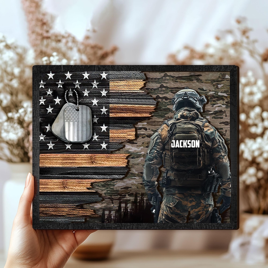 Personalized Soldier Wooden Plaque, Custom Name Military Wooden Sign ...