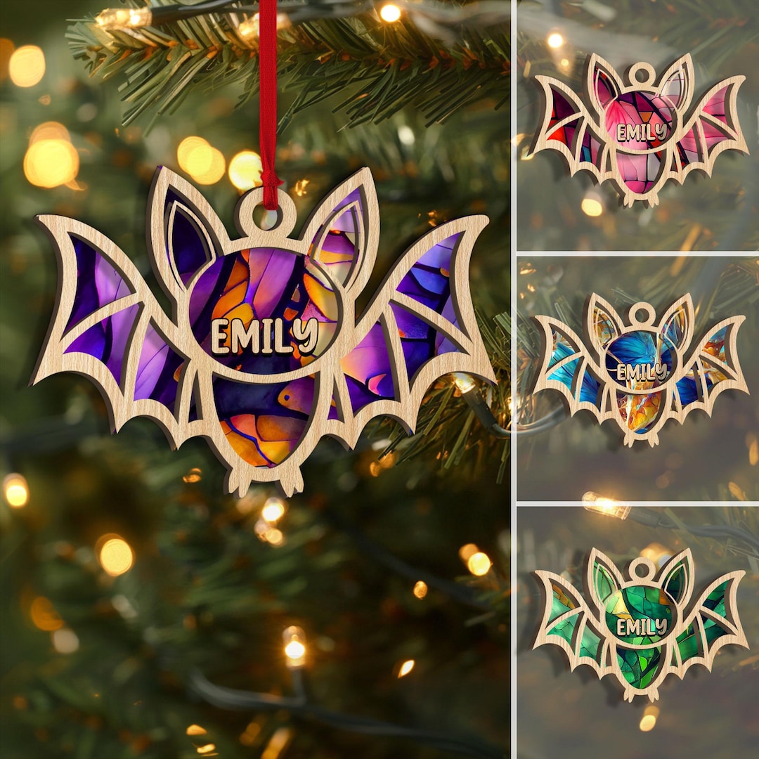 Personalized Bat Layered Wood Ornament, Custom Bat Christmas Tree ...